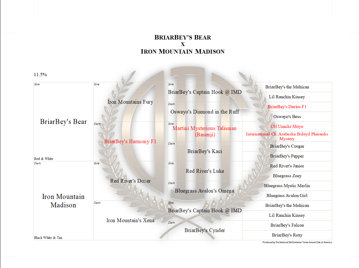 Bear x Madison Pedigree
